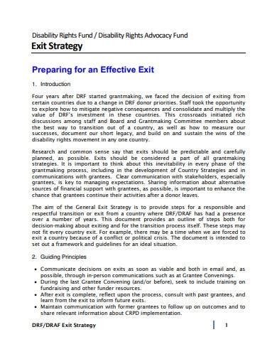 Free 10 Exit Strategy Samples In Pdf