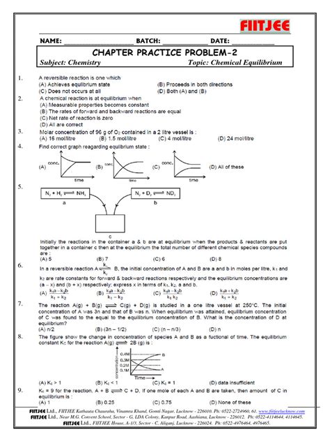 Cpp 2 Chemical Equilibrium Objective Pdf Physical Sciences Analysis