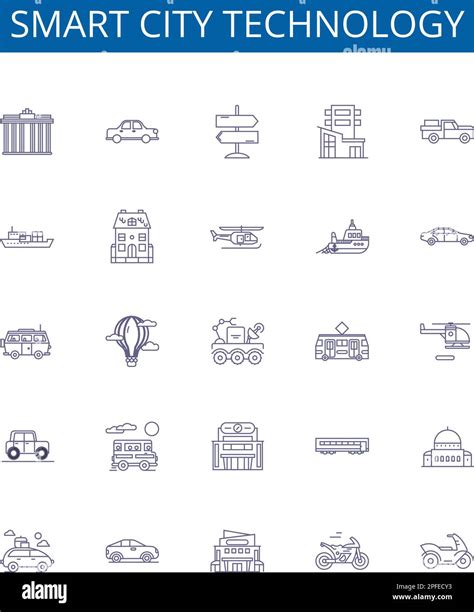 Smart City Technology Line Icons Signs Set Design Collection Of Smart City Technology Iot