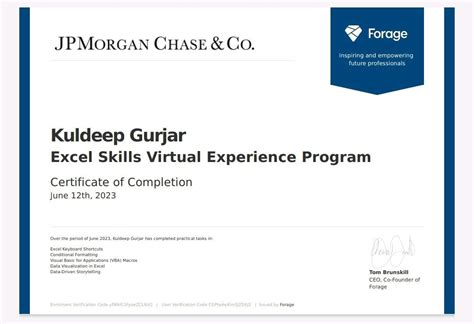 Excelcertification Dataanalysis Datavisualization Excelexpert Jpmorganchase Kuldeep Gurjar