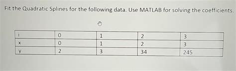 Solved Fit The Quadratic Splines For The Following Data Use