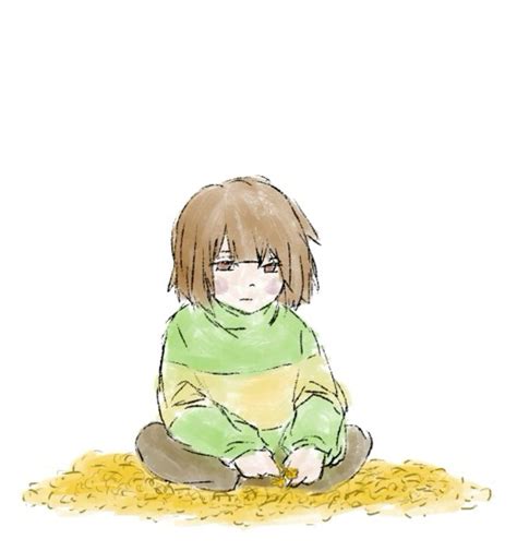 Chara Sitting In A Bed Of Golden Flowers Undertale Cute Undertale