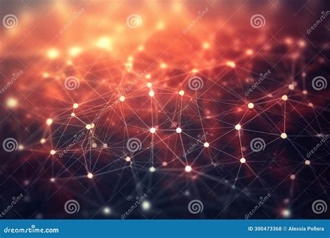 Illuminated Nodes And Connections Illustrating Complex Network Interactions Stock Illustration
