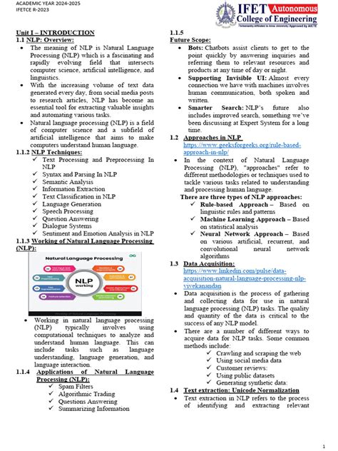 Unit I Nlp Pdf Machine Learning Cognitive Science