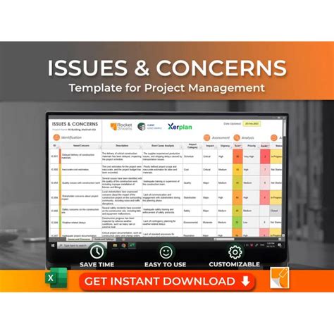 Jual Issues And Concerns Template Issues Tracker Excel Template Management Template Project