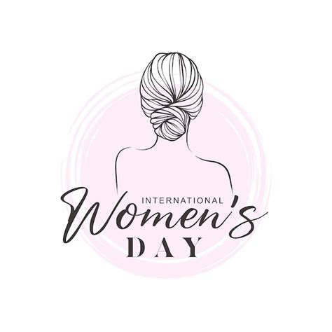 라인 아트 스타일로 국제 여성의 날을 위해 손으로 그린 아름다운 여성 프리미엄 벡터