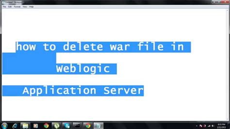 Weblogic Application Server Delete War File YouTube