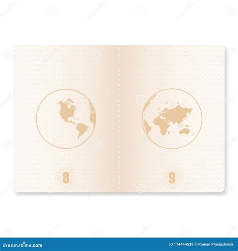 Passport Pages For Stamps Open Blank Passport With Watermark Vector