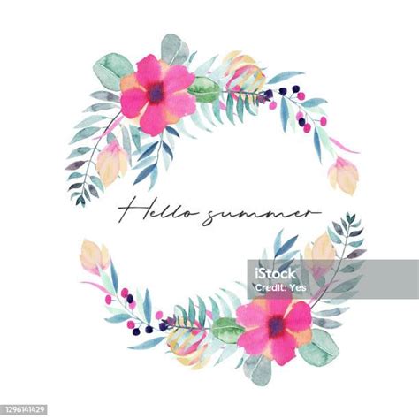 수채화 식물 분홍색 꽃과 야생화화화 흰색 배경에 손으로 그려진 고립 된 그림 결혼식에 대한 스톡 벡터 아트 및 기타 이미지 결혼식 꽃 식물 나뭇가지 Istock