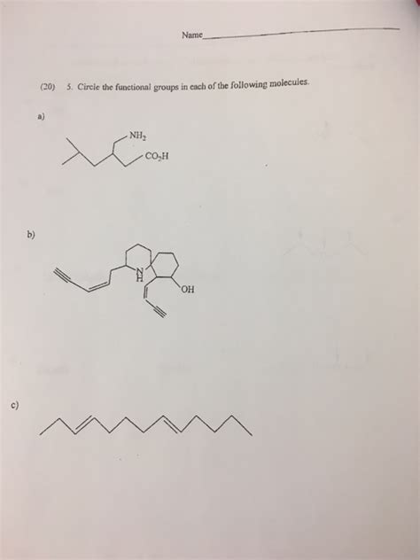 Solved Name 20 5 Cirele The Functional Groups In Each Of