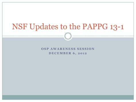 Nsf Updates To The Pappg