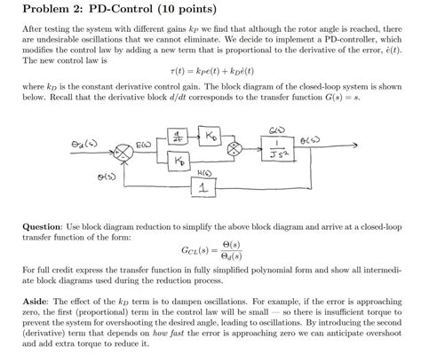 Solved Problem 2 PD Control 10 Points After Testing The Chegg Com