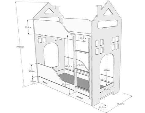 Схема чертежи двухъярусной кровати 60 фото