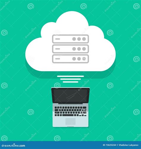 Cloud Computing Concept Vector Laptop Connected To Abstract Servers Data Stock Vector