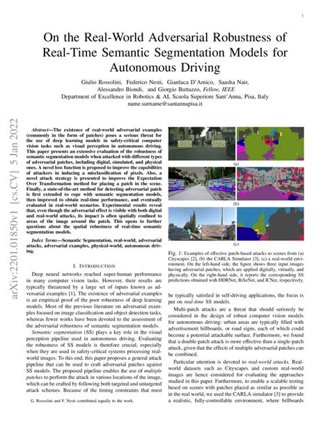 On The Real World Adversarial Robustness Of Real Time Semantic Segmentation Models For