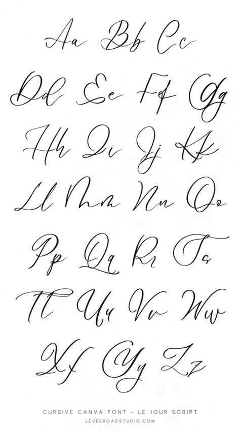 Cursive Letters Font Alphabet Le Jour Script Font Free Canva Font Wedding Fonts In 2024