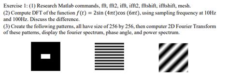 Solved Exercise Research Matlab Commands Fft Fft Chegg