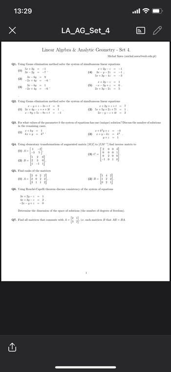 Answered Q1 Using Gauss Elimination Method Solve The System Of