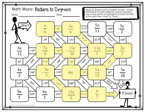 Converting Between Radian Degree And Dms Maze Activity Classful Worksheets Library