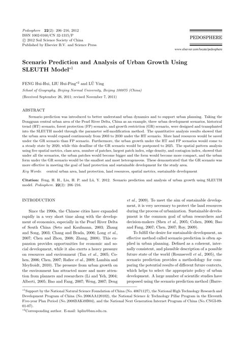 Pdf Scenario Prediction Of Urban Growth Based On The Sleuth Model