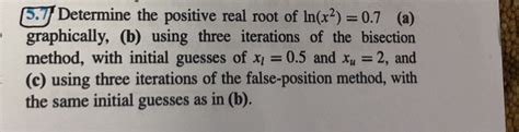 Solved 57 Determine The Positive Real Root Of Lnx 07
