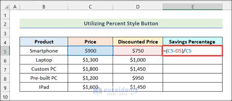 How To Calculate Savings Percentage In Excel 3 Easy Methods
