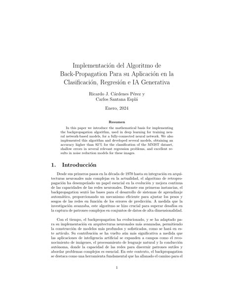 Pdf Implementación Del Algoritmo De Back Propagation Para Su