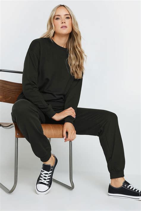 Lts Tall Black Cuffed Drawstring Joggers Long Tall Sally