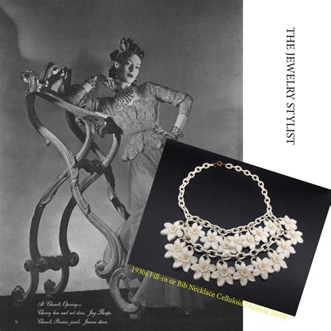 Fabulous C Late 1930s Early 1940s Molded Celluloid Bib Necklace The