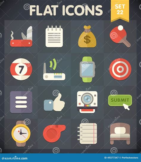 Universal Flat Icons For Web And Mobile Set 22 Stock Vector
