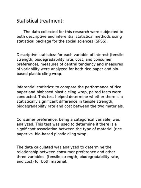 Statistical Treatment Pdf