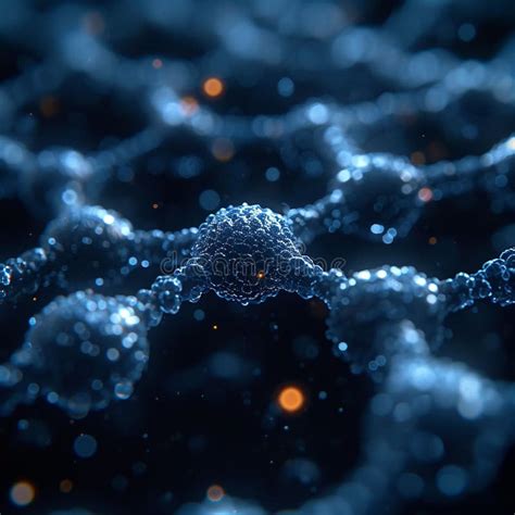 Abstract Molecular Structure With Glowing Spheres On A Dark Background