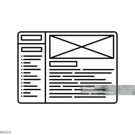 웹사이트 와이어 프레임 라인 아이콘입니다 웹사이트 또는 로고 디자인 서식 파일에 대 한 개요 그림 개념에 대한 스톡 벡터 아트