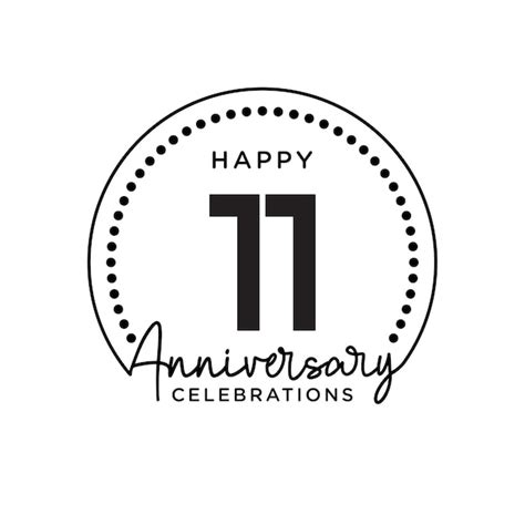 11년 기념일 템플릿 디자인 개념 이벤트 초대 카드 인사말 카드 배너 포스터 전단지 책 표지 및 인쇄 벡터 Eps10을 위한 흑백 디자인 프리미엄 벡터