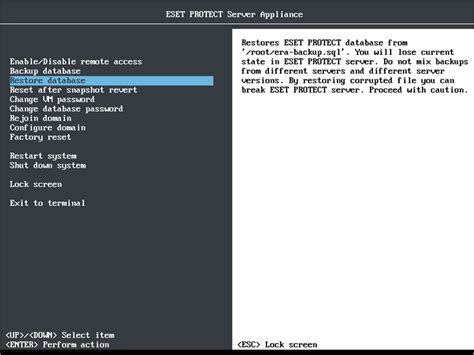 Restore Database Eset Protect On Prem 110 Eset Online Help
