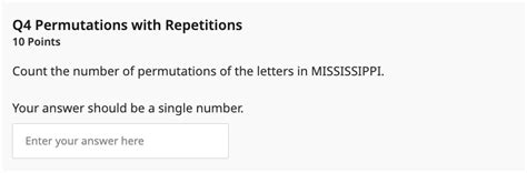 Solved Q Permutations With Repetitions Points Count The Chegg Com