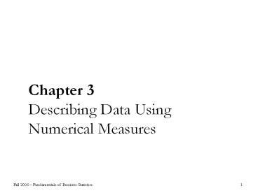 PPT Chapter Describing Data Using Numerical Measures PowerPoint Presentation Free To