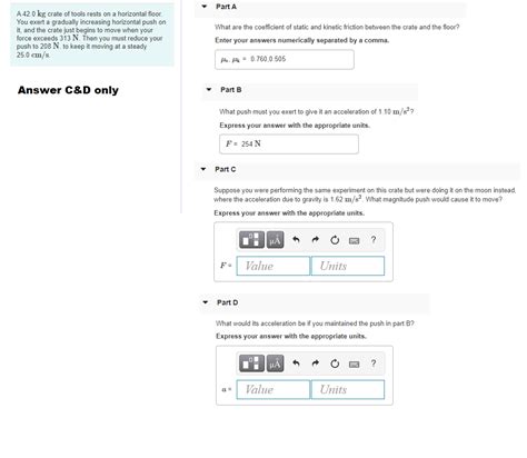 Solved Part A What Are The Coefficient Of Static And Kinetic