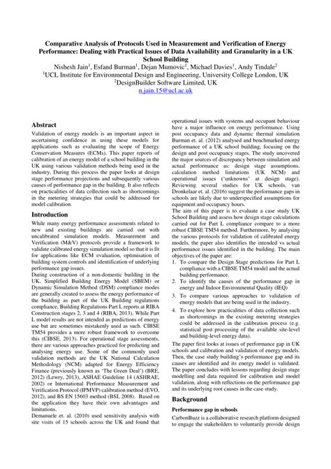 Pdf Comparative Analysis Of Protocols Used In Measurement And Verification Of Energy