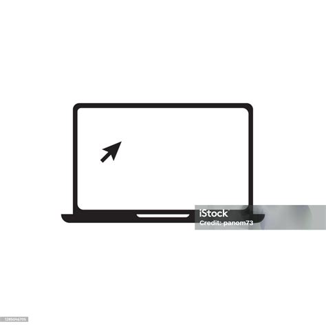 포인터 또는 커서 아이콘 벡터가 있는 랩톱입니다 그래픽 디자인 로고 웹 사이트 소셜 미디어 모바일 앱 Ui 일러스트레이션을 위해 흰색 배경에 마우스를 클릭하는 노트북 화면