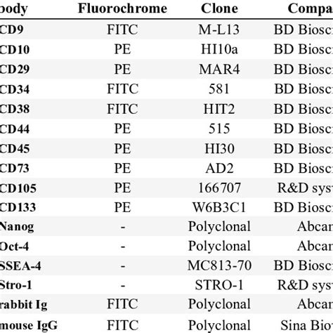 Antibody Panel For Immunophenotyping Download Table