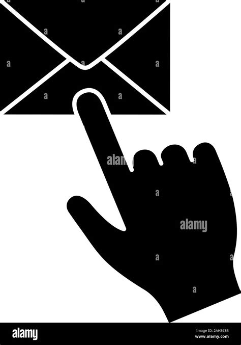 Mail Button Click Glyph Icon Sms Email App Messenger Hand Pressing Email Button Silhouette