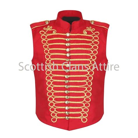 Napoleon Hussar Vest Hendrix Military Red With Gold Braiding Front