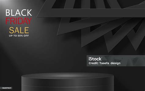블랙 프라이데이 세일 포스터 3d 라운드 또는 스퀘어 포디움 무대 배너 포스터 또는 웹 사이트에 대한 색상 배경에 블랙 페이퍼 컷과 공예 스타일 간통에 대한 스톡 벡터 아트