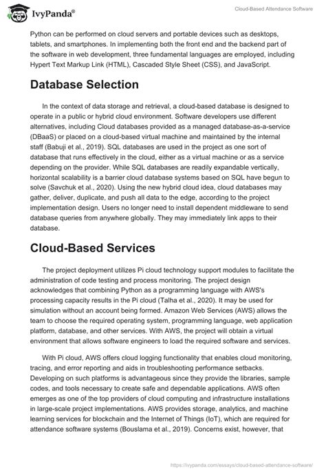 Cloud Based Attendance Software 2242 Words Research Paper Example
