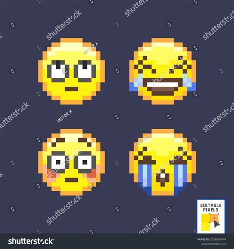 Pixel Art Emoji Icon Set Funny Stock Vector Royalty Free 2280068247