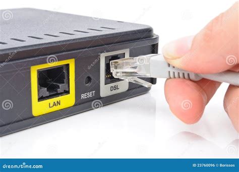 Connect The Cable To The Network Switch Stock Photo Image Of Port Electronics