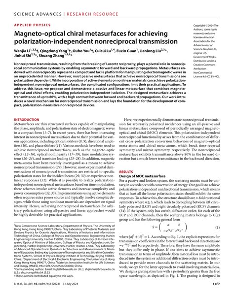 Pdf Magneto Optical Chiral Metasurfaces For Achieving Polarization