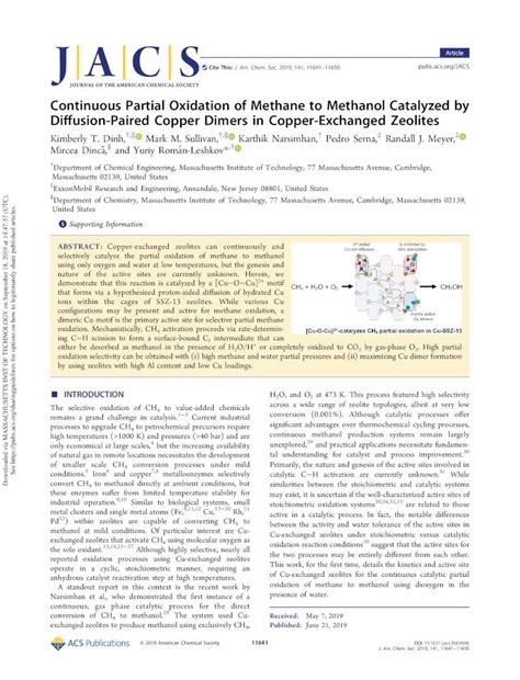 Pdf Continuous Partial Oxidation Of Methane To Methanol · A Standout Report In This