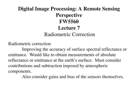 Ppt Digital Image Processing A Remote Sensing Perspective Fw5560